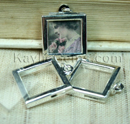 Picture Frame Charm Pendant Earring Drop Double Sided Rectagle Square ...