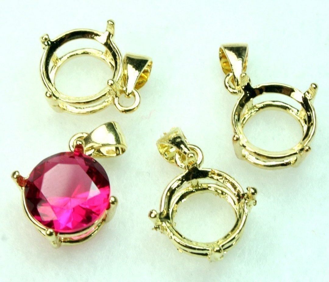 10mm Round Open Back Prong Pre-notched Claw Settings With Bail Gold ...