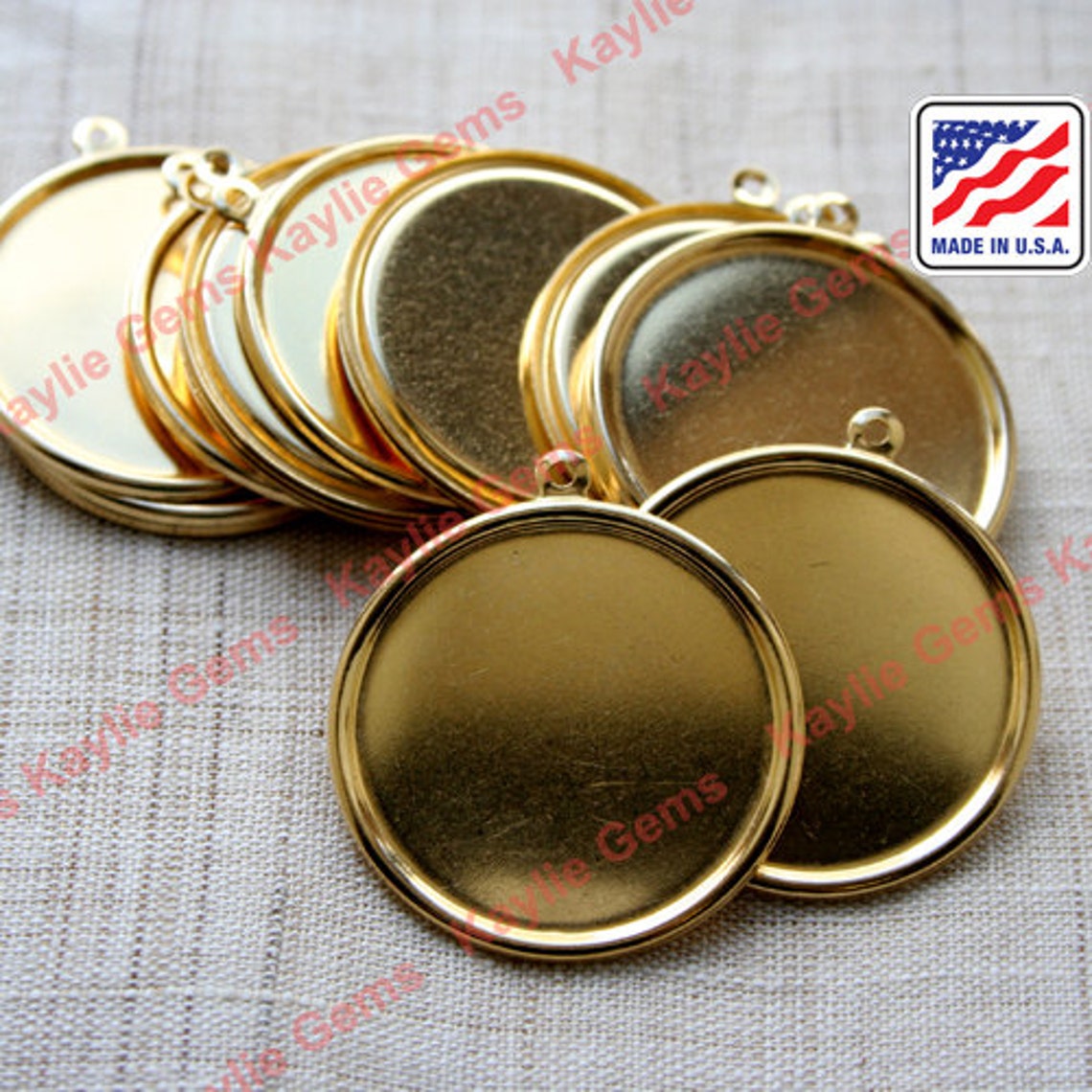 12pcs Raw Brass 30mm Round Setting Rolled Edge Cameo Cab Base - Etsy