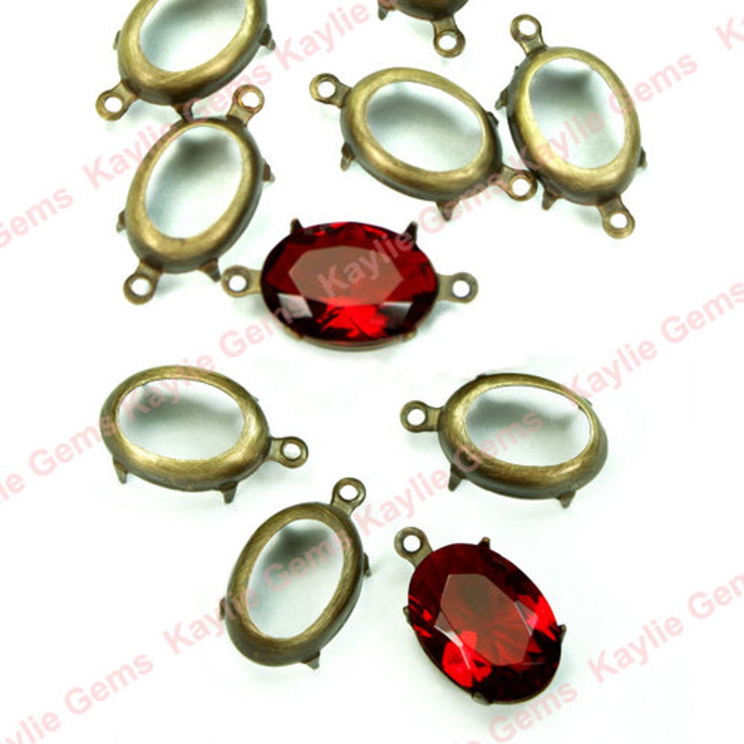 14x10 Oxidized Oval Open Back Prong Stone Jewel Settings With 1 Ring 2 ...