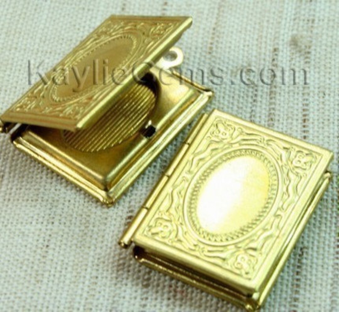 2pcs Book Shaped Locket Pendants Raw Brass - LKBK-104SP - Etsy
