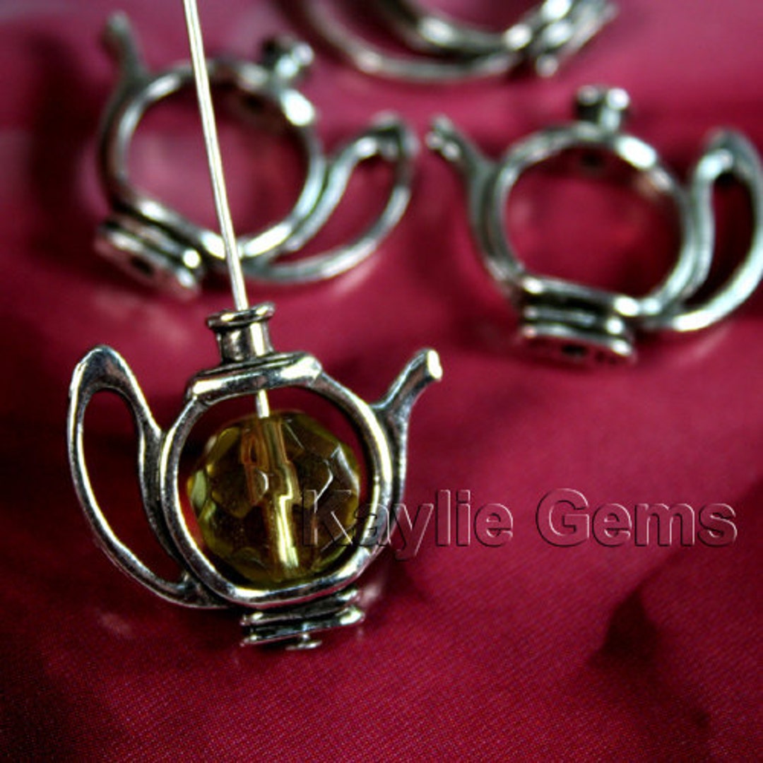 Tea Pot Bead Charm Antique Silver - 6pcs - Etsy