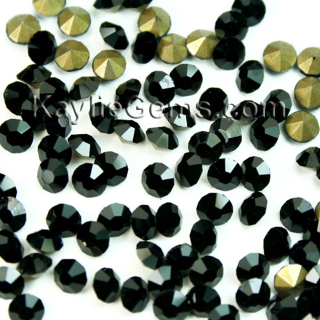 Rhinestone Chaton SS20 Machine Cut Pointed Back Foiled - Jet Black -36 ...