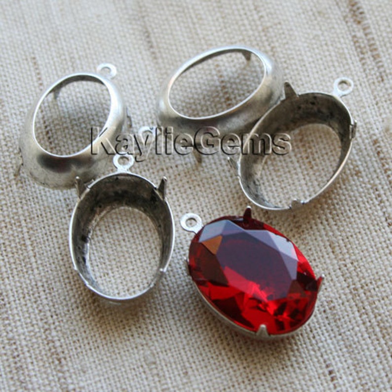 18x13 Oxidized Oval Open Back Prong Stone Jewel Settings 1 Ring / 2 ...