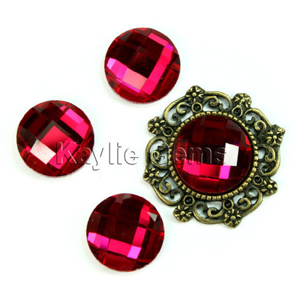 Mirror Glass Cabochon Cab 14mm Round Checker Cut Faceted Dome | Etsy