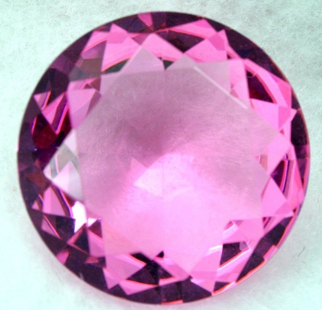 Glass Jewel 20mm Round Faceted Diamond Cut Pointed Back Unfoiled - Pink ...