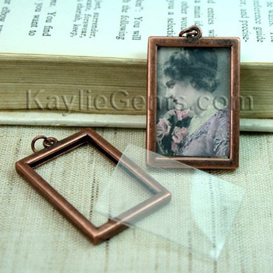 Picture Frame Charm Pendant Double Sided Rectangle Portrait | Etsy