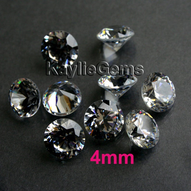 AAAAA 4mm Round Cubic Zirconia Loose Stone CZ Diamond Brilliant Cut ...