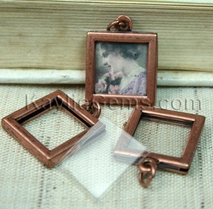 Picture Frame Charm Pendant Earring Drop Double Sided Rectagle Square ...