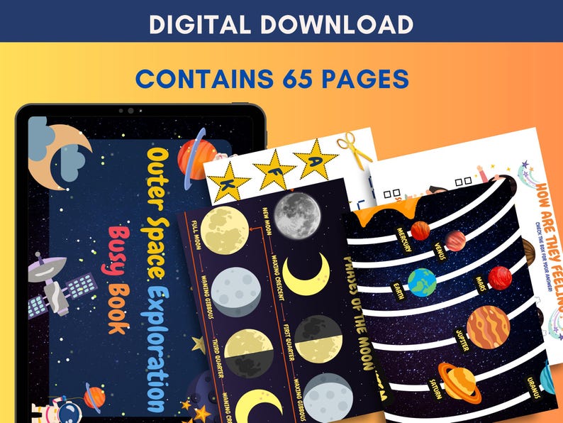 Printable Worksheets Outer Space Exploration Busy Book for Preschool ...