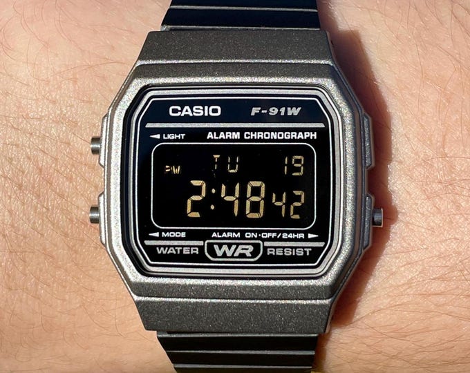 New Colorways! Custom Casio F-91W With Negative Display and Metal Band ...