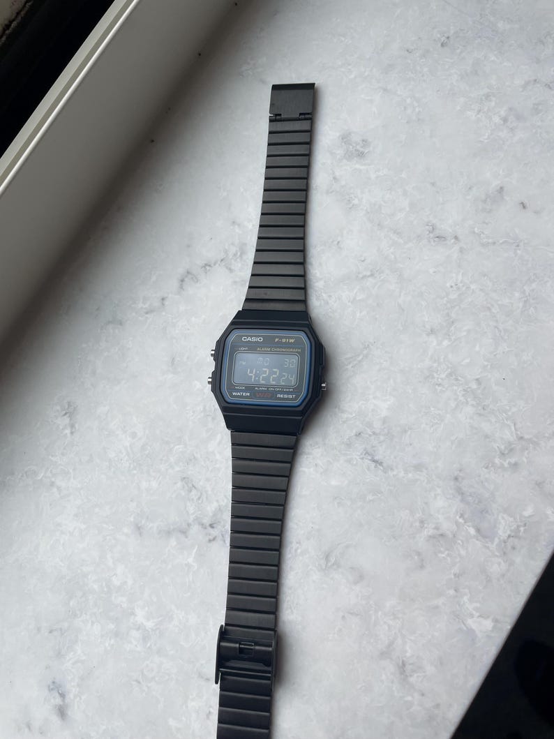 Custom Casio F-91W Negative Display and Metal Band Mod With Custom Case ...
