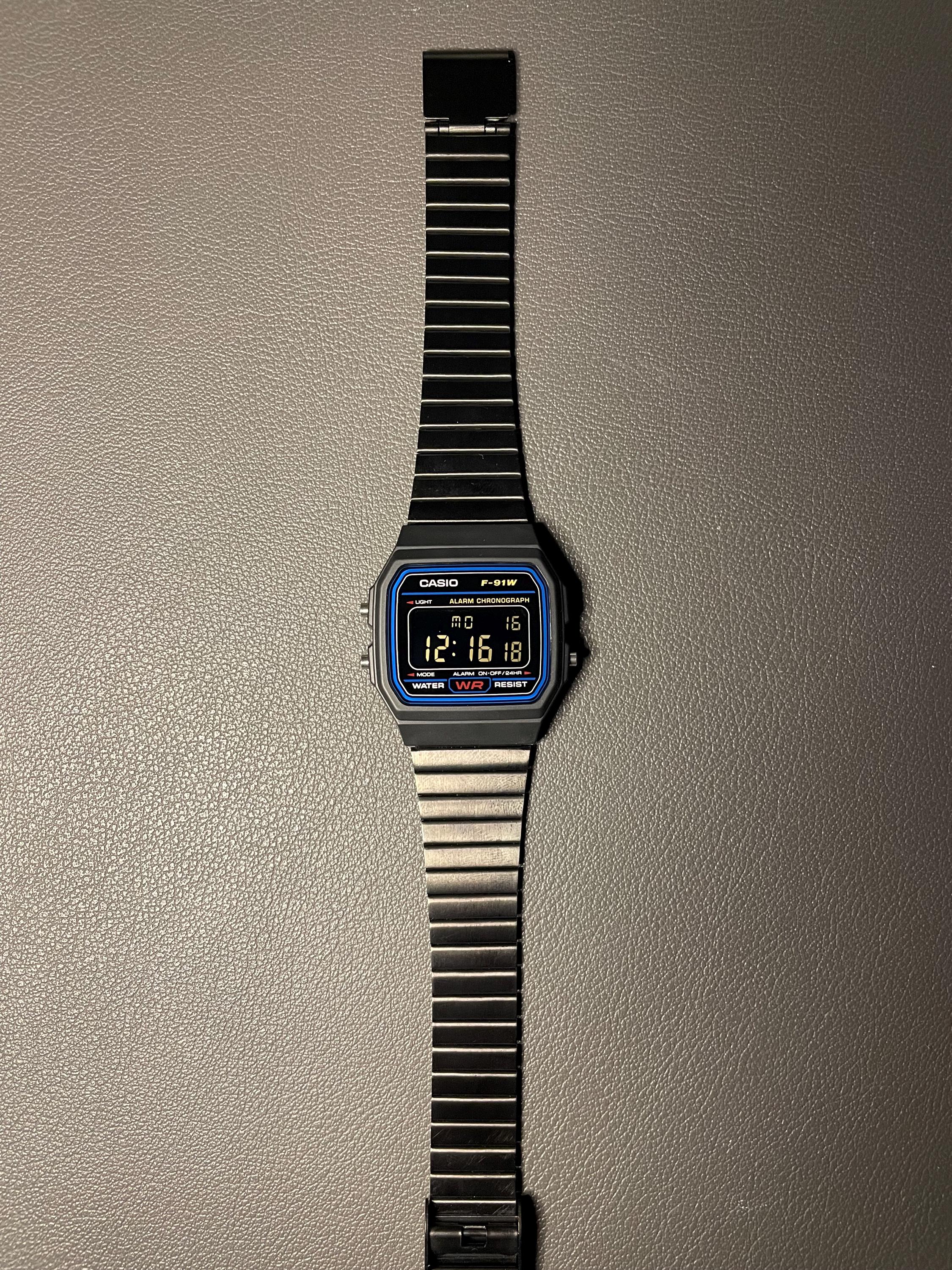Custom Casio F-91W Negative Display and Metal Band Mod With Custom Case ...