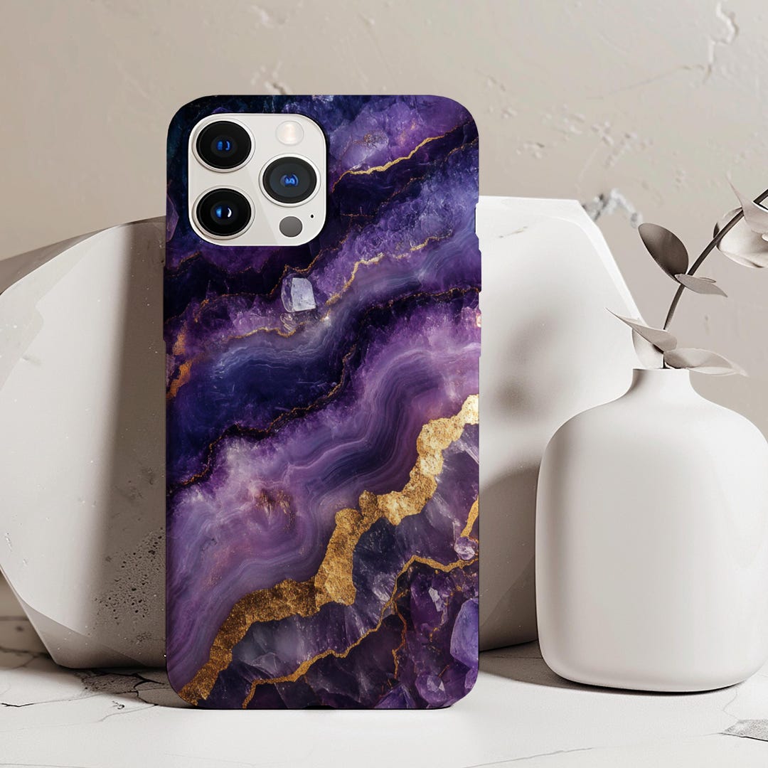 Purple Marble Amethyst Crystal Phone Case for Iphone, Samsung Galaxy ...