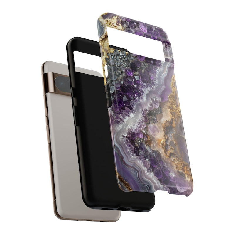 Amethyst Geode Phone Case Elegant Purple, Gold & Silver Design for ...