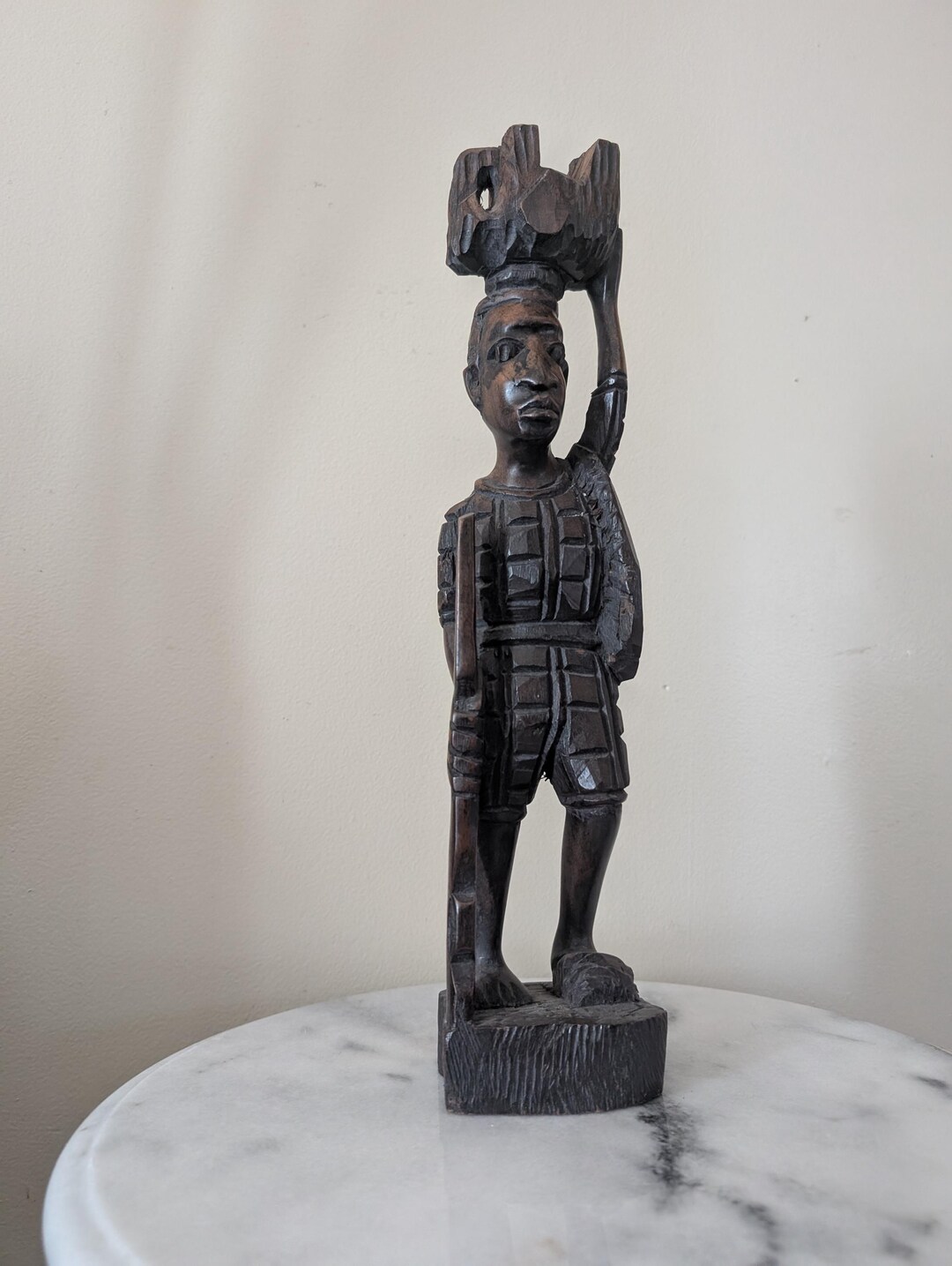 Vintage African Hunter With Prey Figurine Art Hand Carved Wood - Etsy