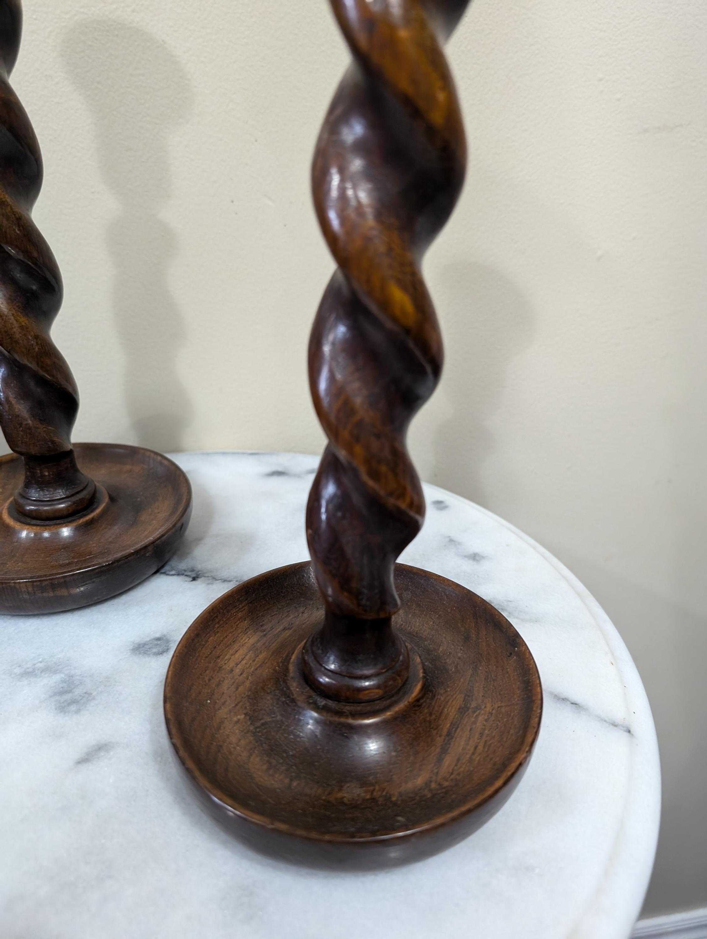 Antique Oak Barley Twist Victorian Candlesticks - Etsy