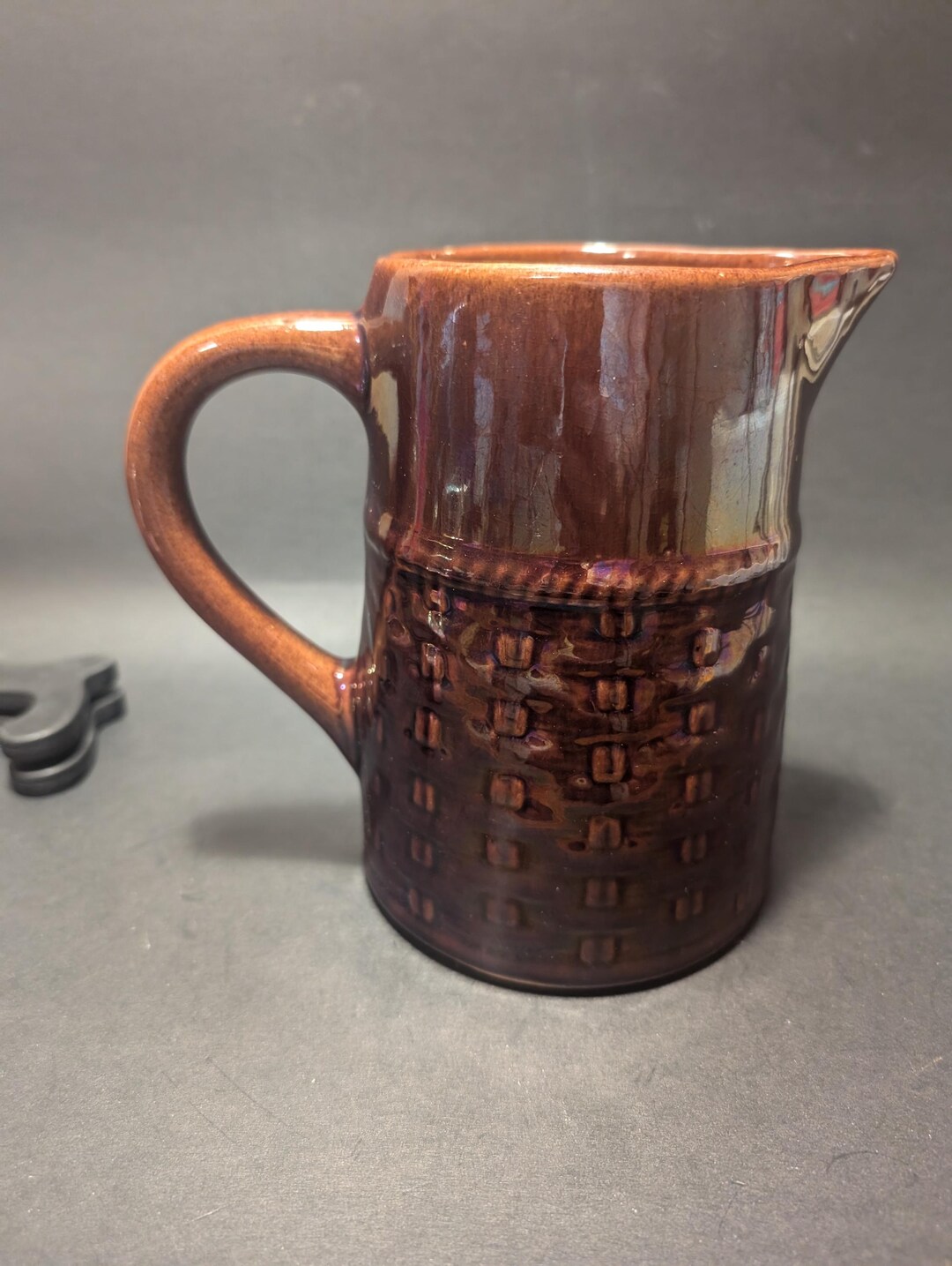 Vintage Medalta Canadian Pottery Basketweave Pitcher Jug Brown ...