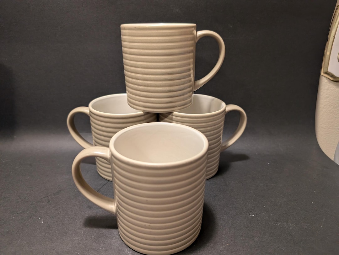 Set 4 Coffee Cups Denby 1809 Pottery Heavy Mugs England - Etsy