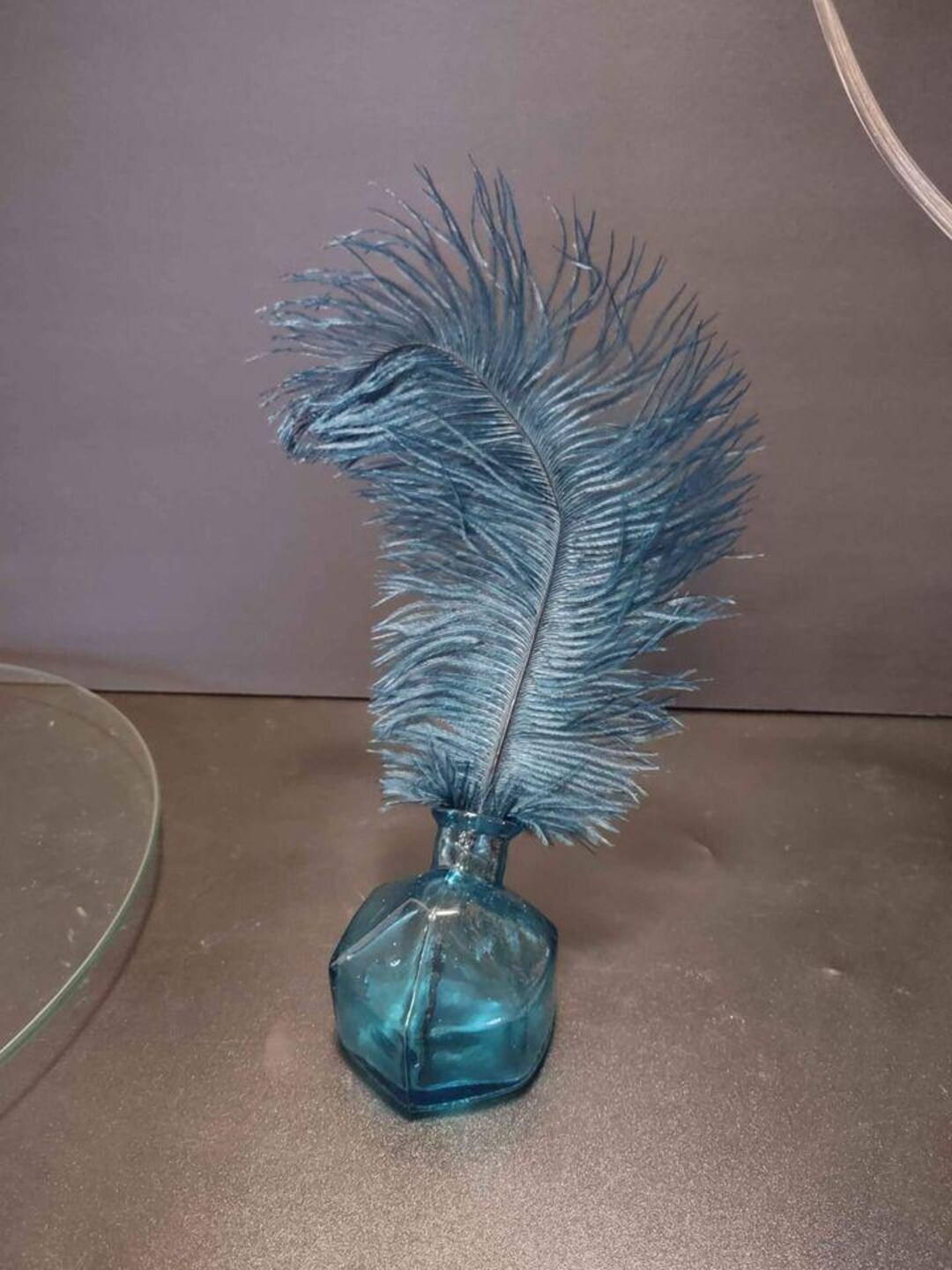 Vintage Turquoise Parasol Turtle Ink Bottle and Feather Quill - Etsy