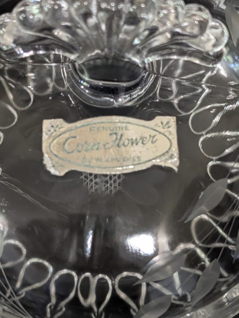 Vintage Hughes Cornflower Glass Butter Dish - Canadian Hand Cut Crystal ...
