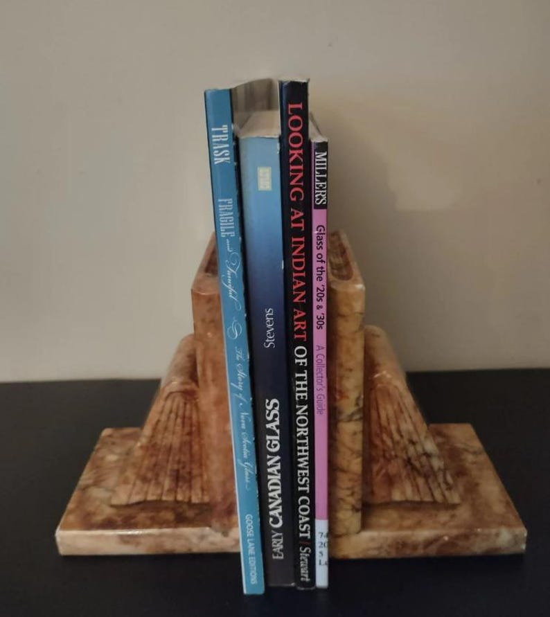 Art Deco Pair Pink Marble Stone Book Bookends That Look Like Books - Etsy