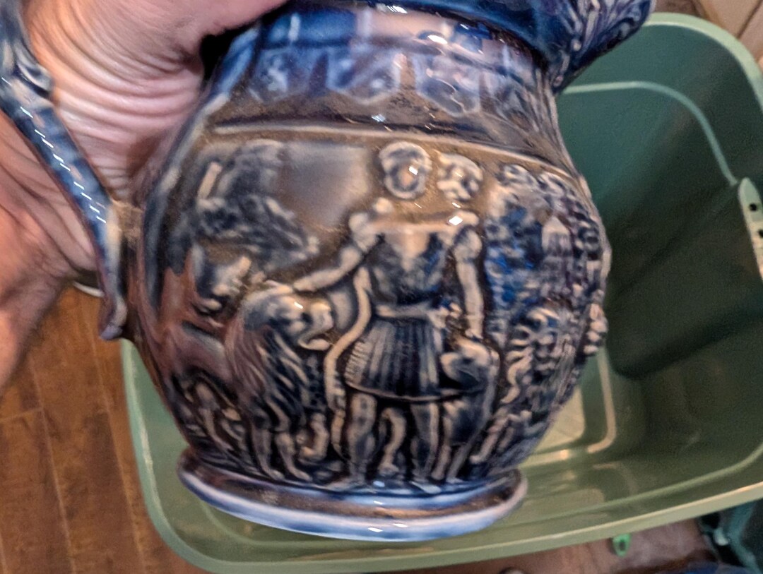 Antique Wood and Son Blue Samson and Lions Gladiator Jug Pitcher - Etsy