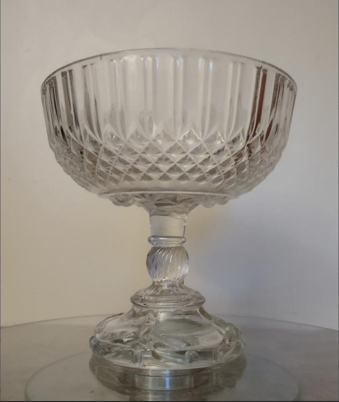 Nova Scotia Trenton Glass Diamond Ray Antique EAPG Compote Canadian ...
