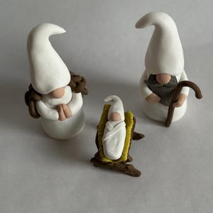 Gnome Nativity Set, Clay Gnometivity Christmas Home Decor - Etsy