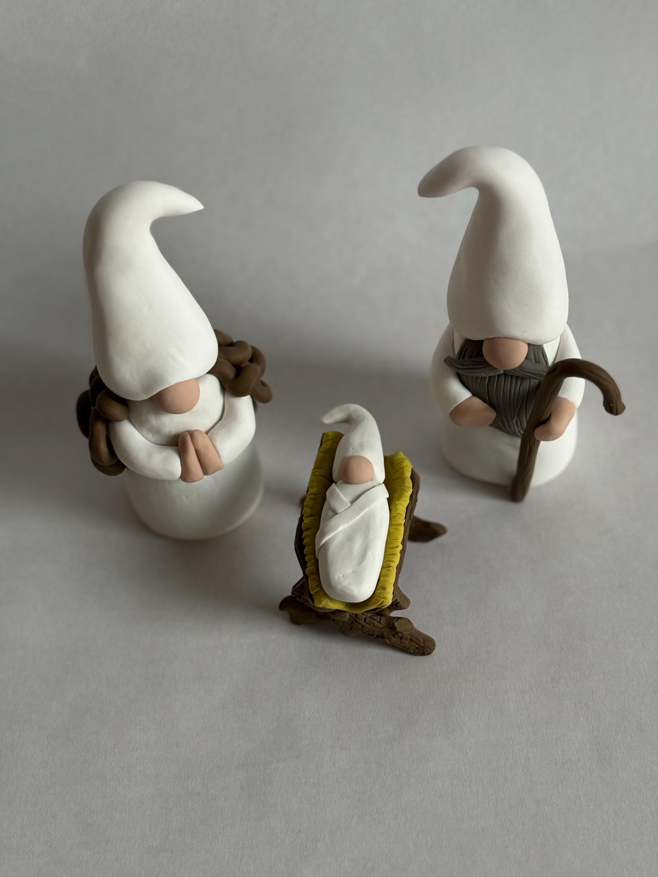 Gnome Nativity Set, Clay Gnometivity Christmas Home Decor - Etsy