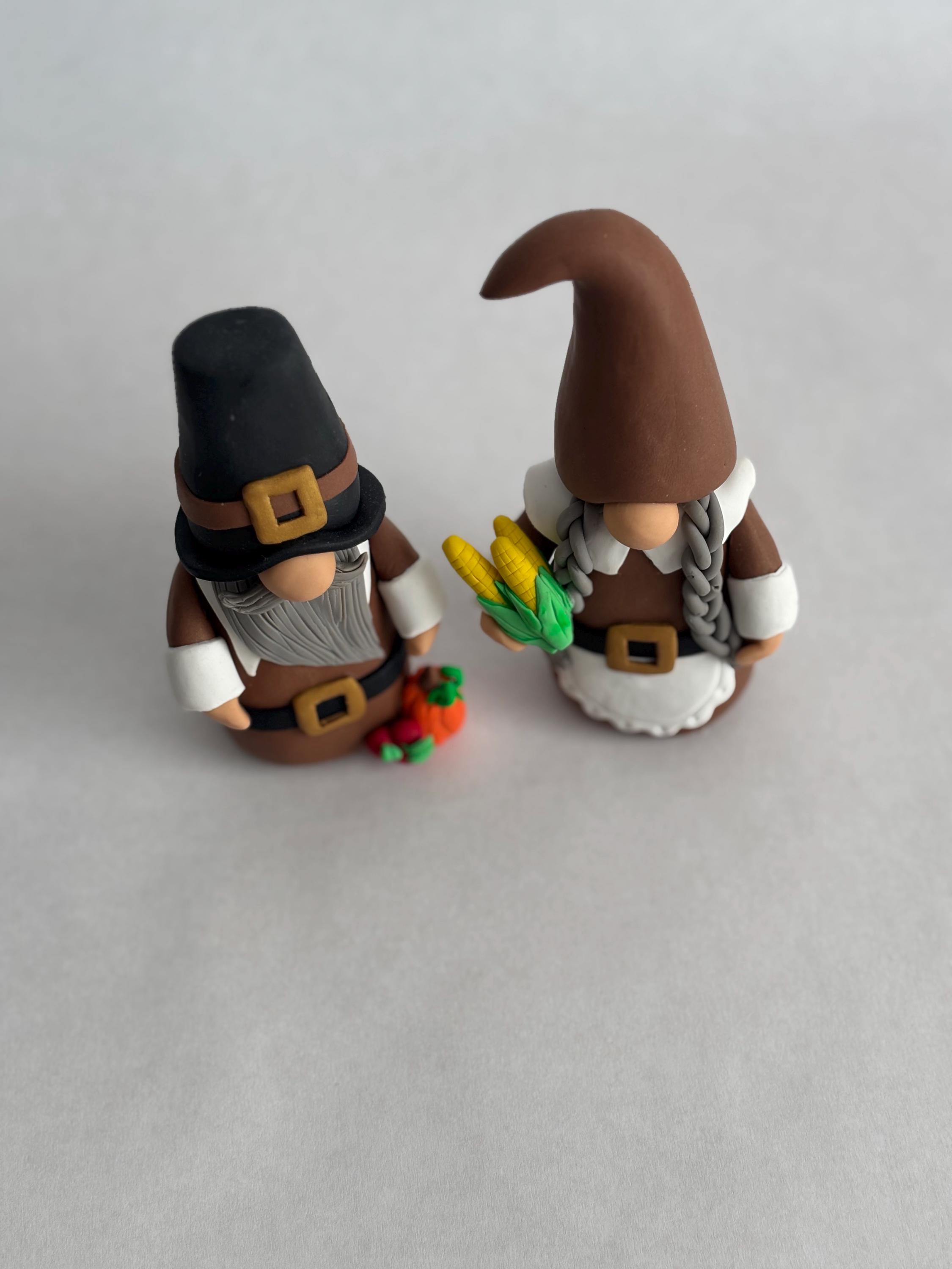Gnome Pilgrim Set, Clay Thanksgiving Home Decor - Etsy