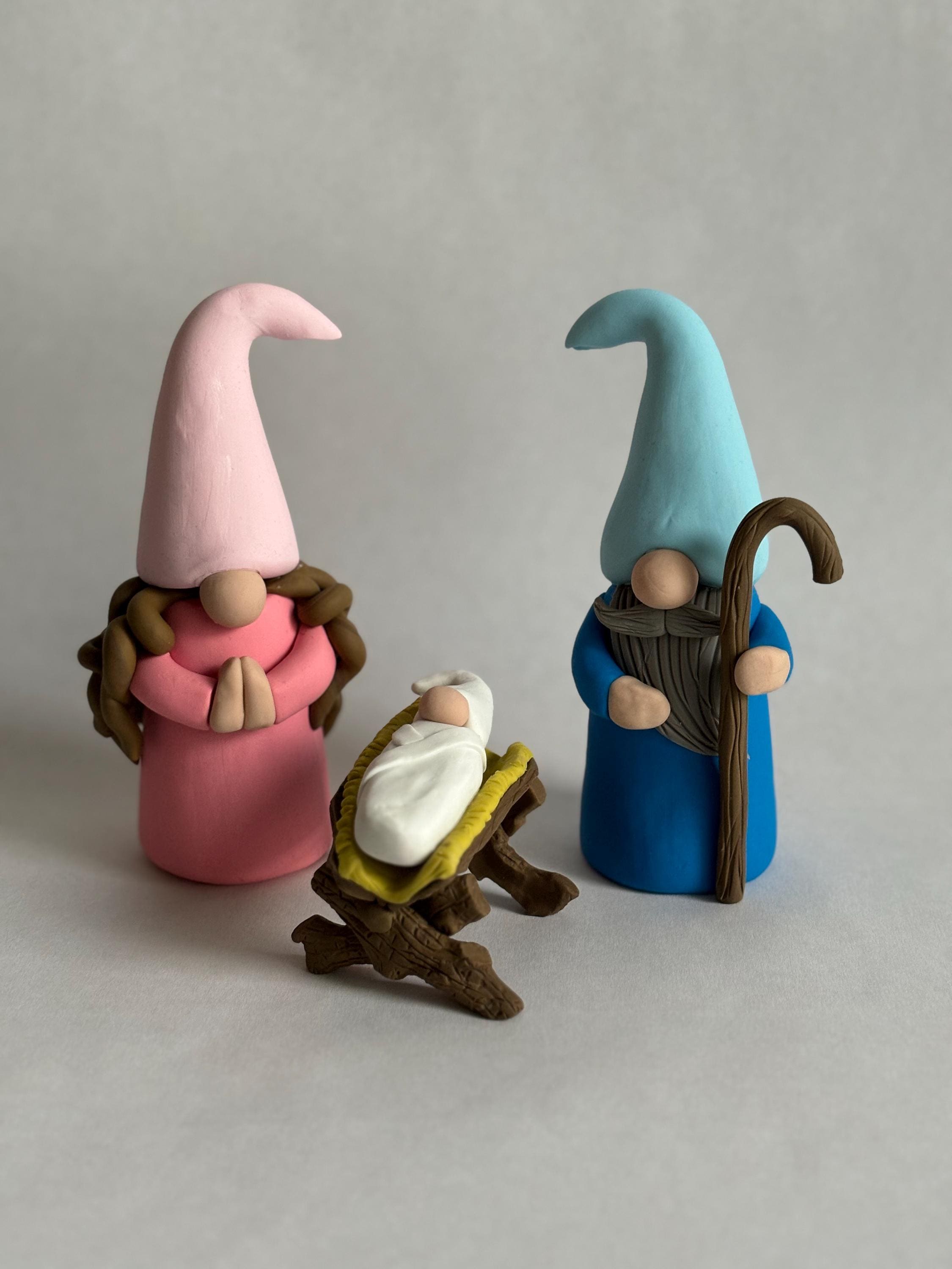 Gnome Nativity Set, Clay Gnometivity Christmas Home Decor - Etsy