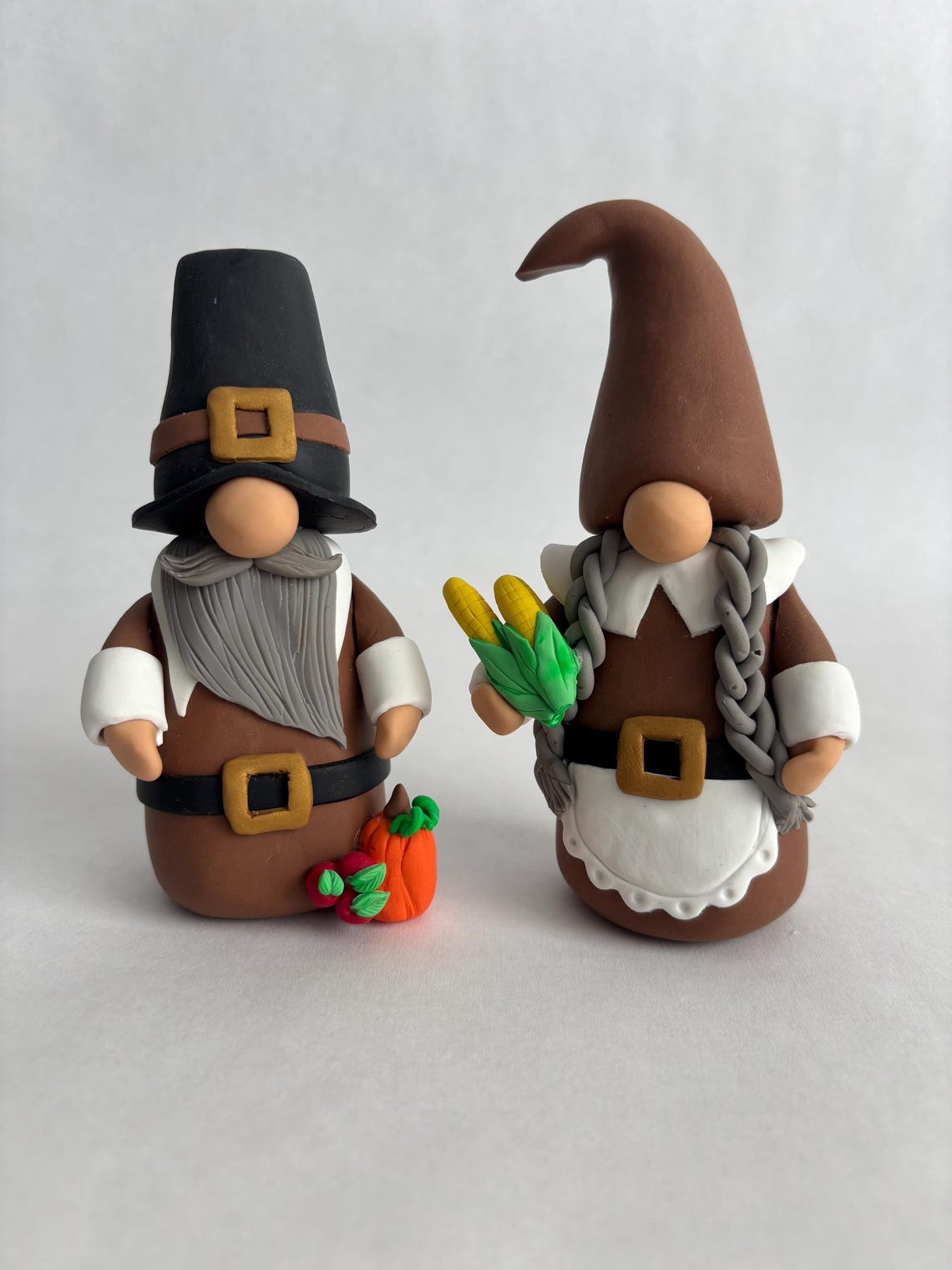 Gnome Pilgrim Set, Clay Thanksgiving Home Decor - Etsy