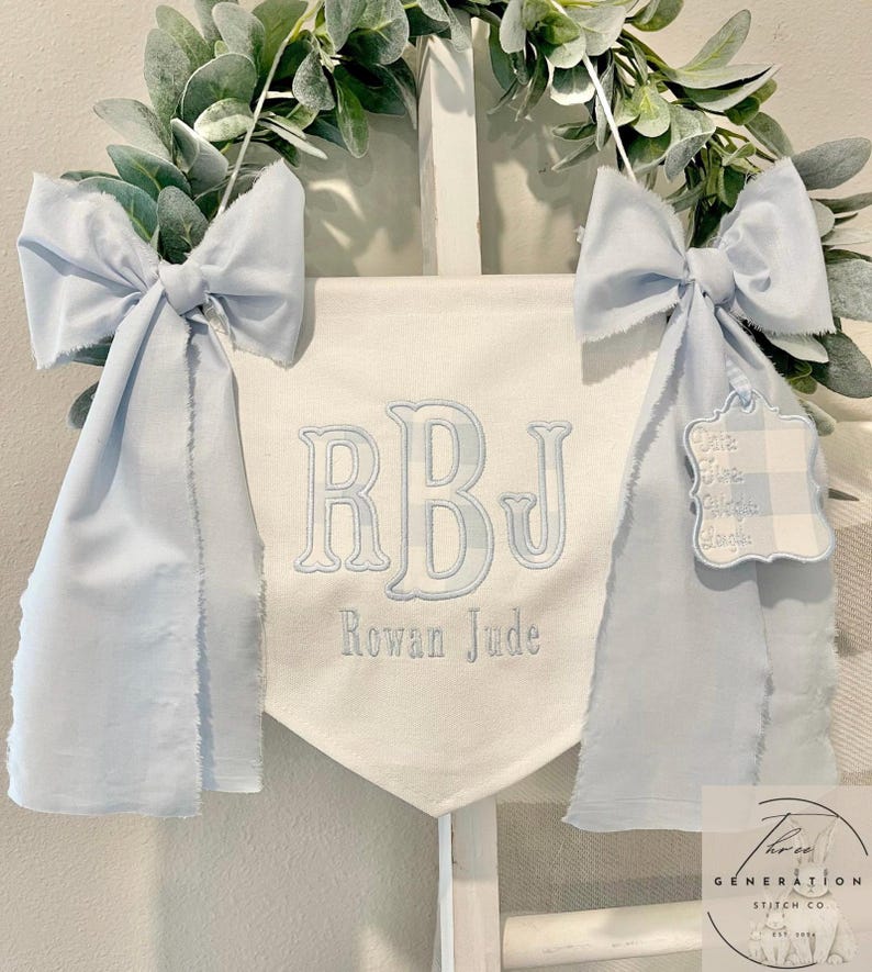 Custom Embroidered Applique Baby Banner, Birth Announcement, Hospital ...