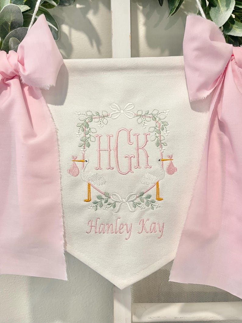 Custom Embroidered Baby Banner, Birth Announcement, Hospital Door Sign ...