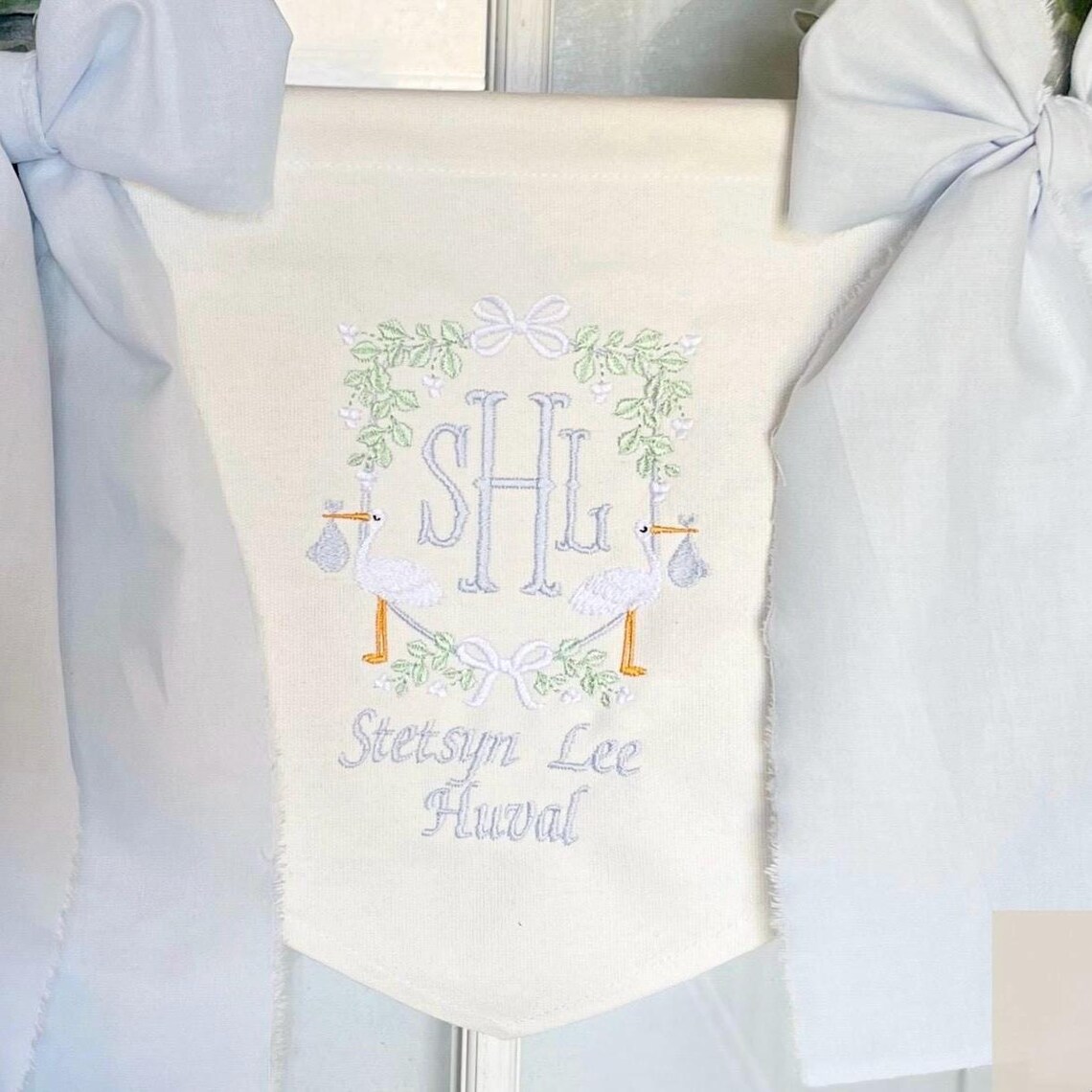 Custom Embroidered Baby Banner, Birth Announcement, Hospital Door Sign ...