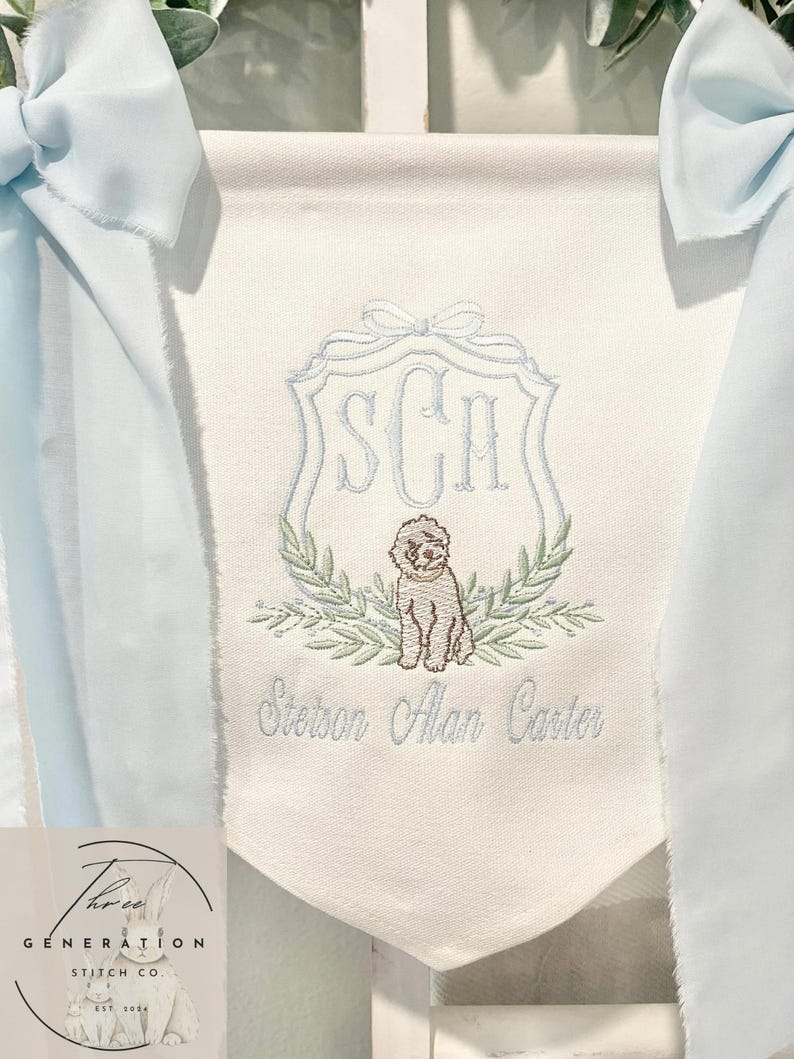 Custom Embroidered Baby Banner, Birth Announcement, Hospital Door Sign ...
