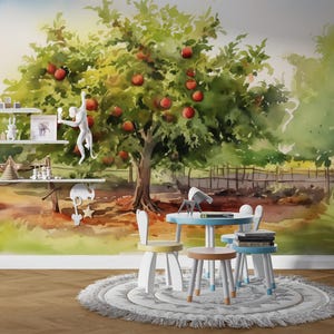 Apple Tree Wall Mural: Botanical Garden Peel and Stick Wallpaper - Etsy