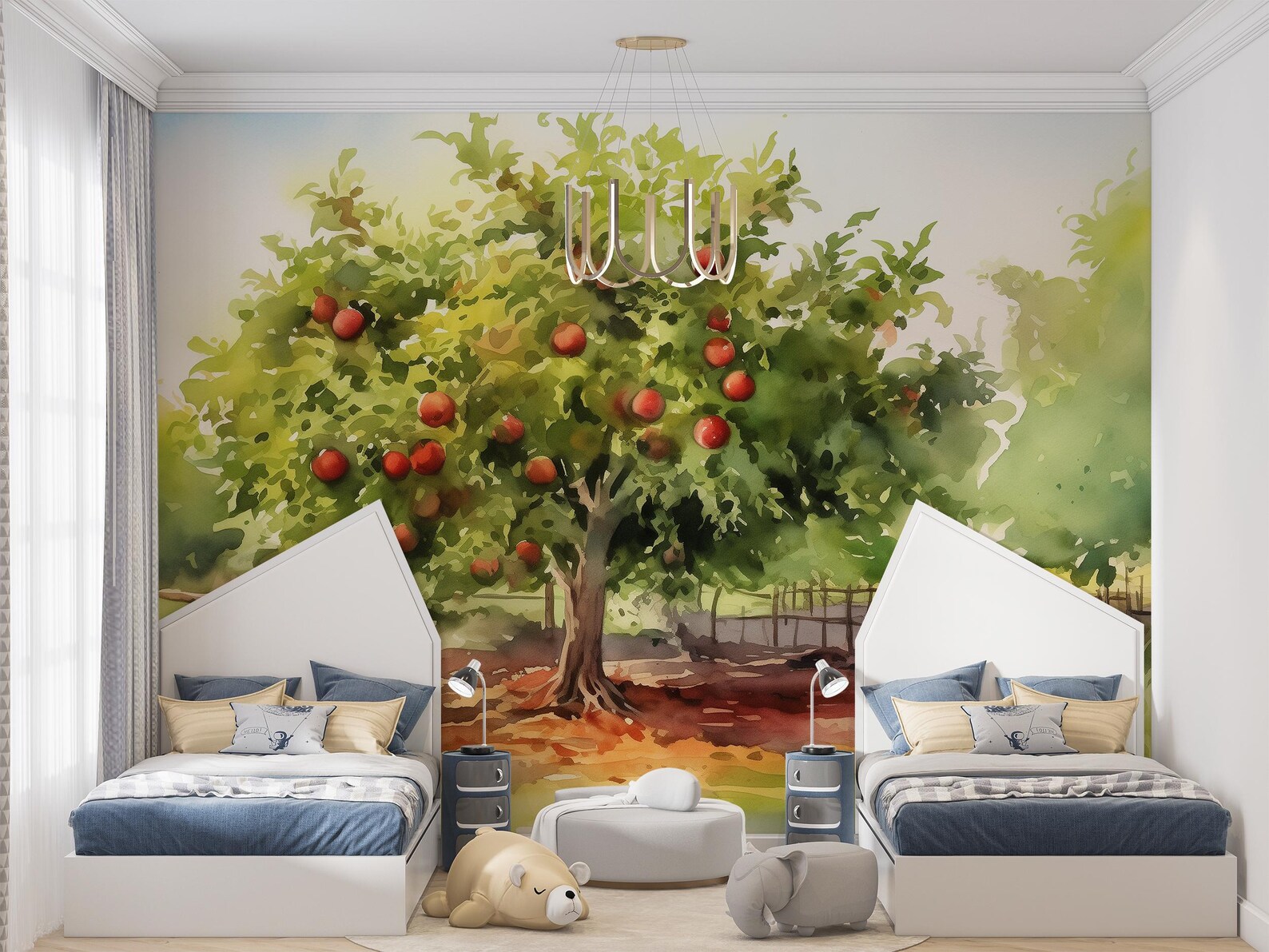 Apple Tree Wall Mural: Botanical Garden Peel and Stick Wallpaper - Etsy