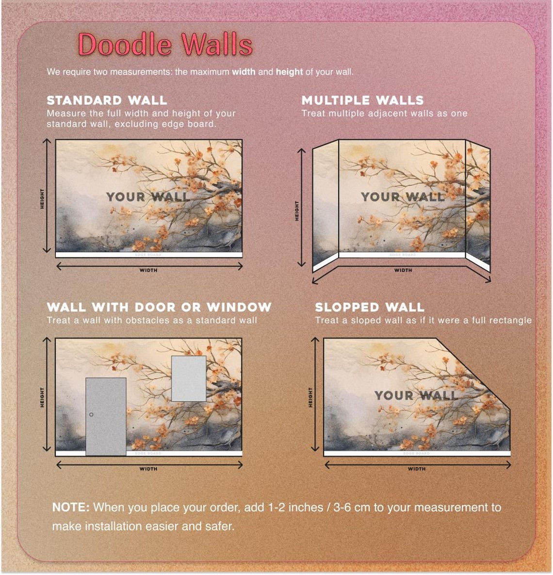 Blossom Tree Branches Mural, Peel and Stick Beige Flowers Wallpaper ...