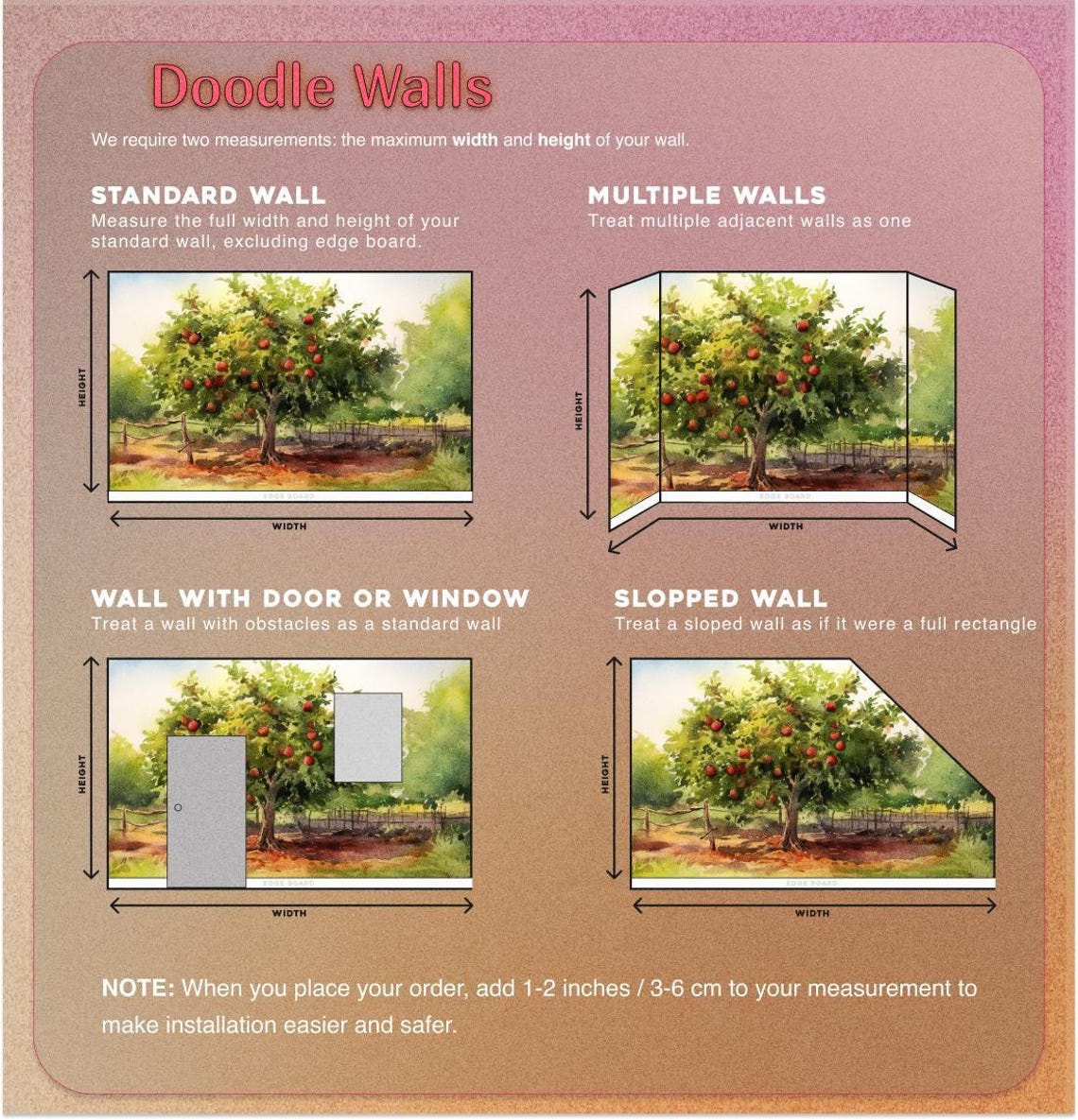 Apple Tree Wall Mural: Botanical Garden Peel and Stick Wallpaper - Etsy