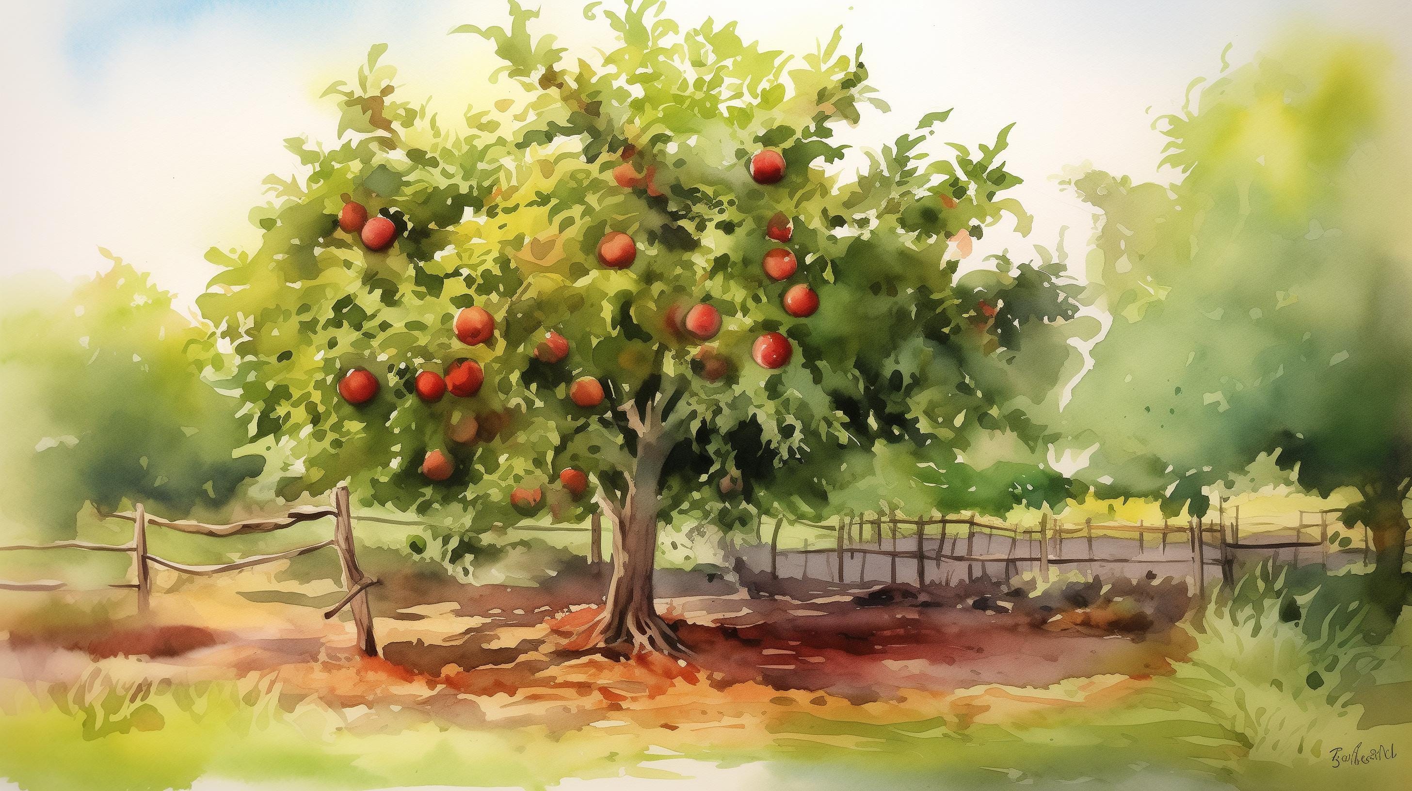 Apple Tree Wall Mural: Botanical Garden Peel and Stick Wallpaper - Etsy