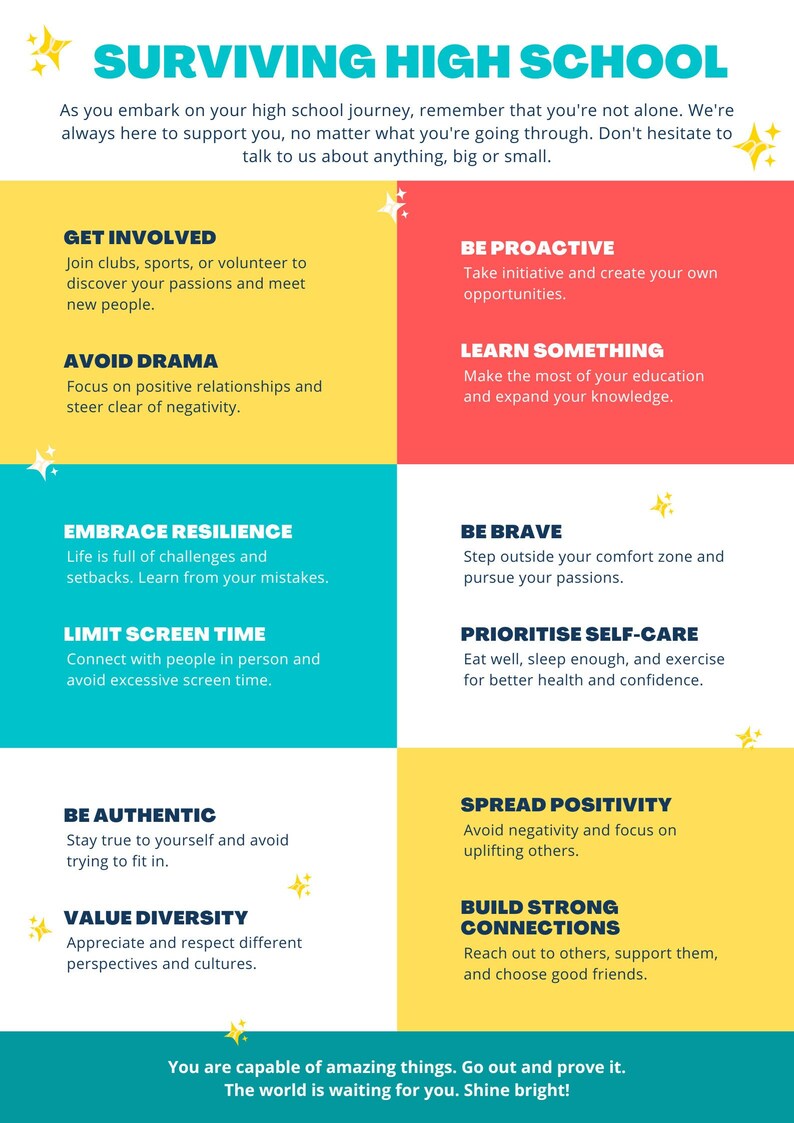 High School Survival Guide - Printable Tips and Motivation - Positive ...