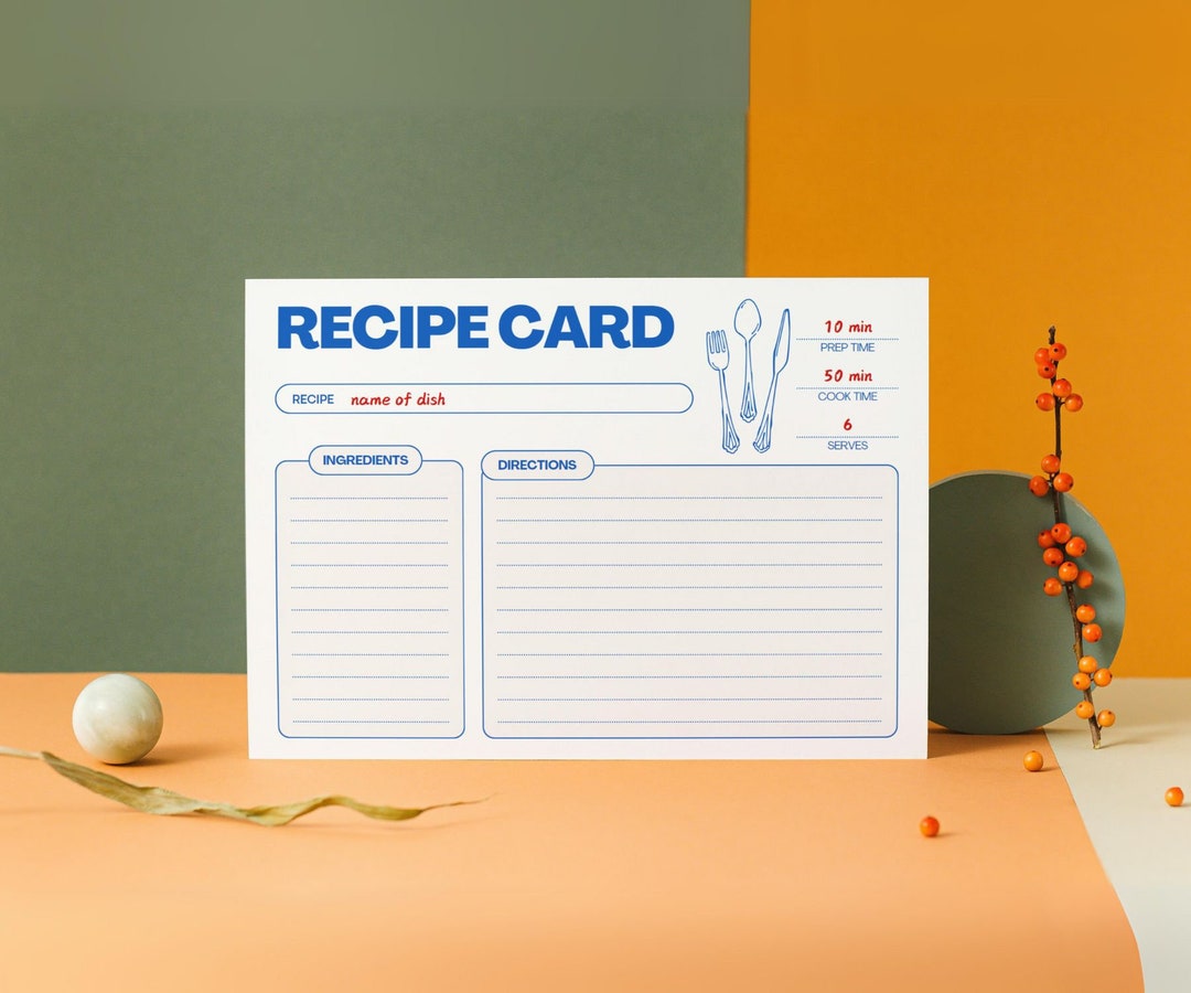 Editable Recipe Card Template Printable Modern Recipe Cards 4x6 Instant ...