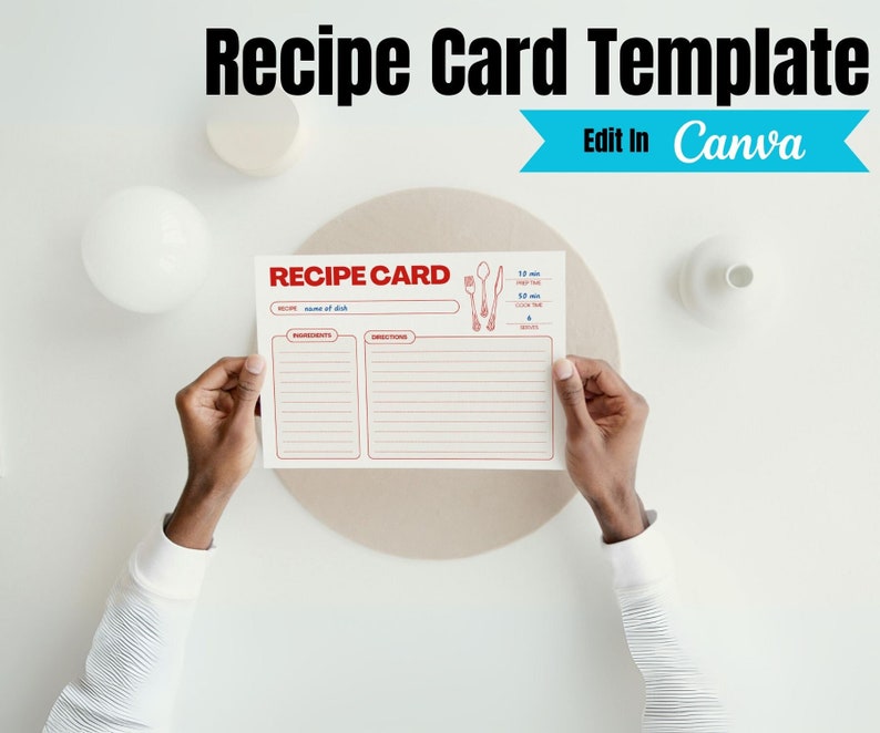 Editable Recipe Card Template Printable Modern Recipe Cards 4x6 Instant ...