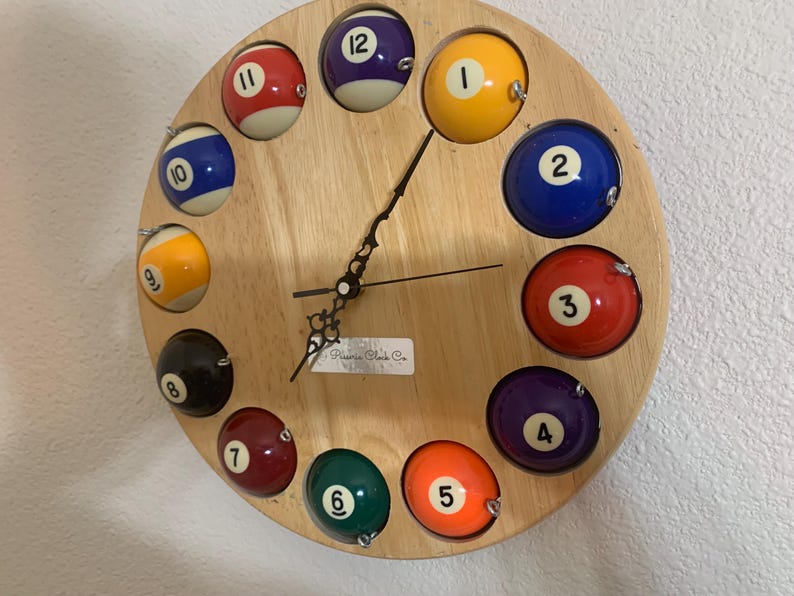 Hand Made Billiard Ball Clock, Pool Balls Clock Made From Wood. - Etsy