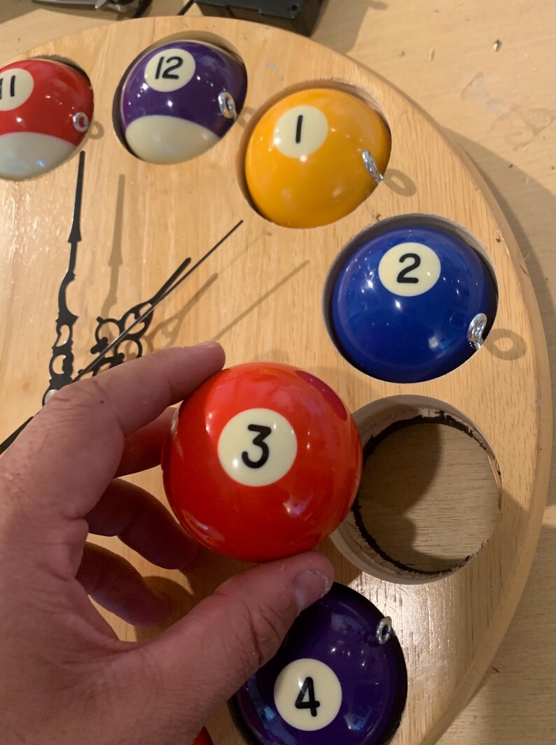 Hand Made Billiard Ball Clock, Pool Balls Clock Made From Wood. - Etsy