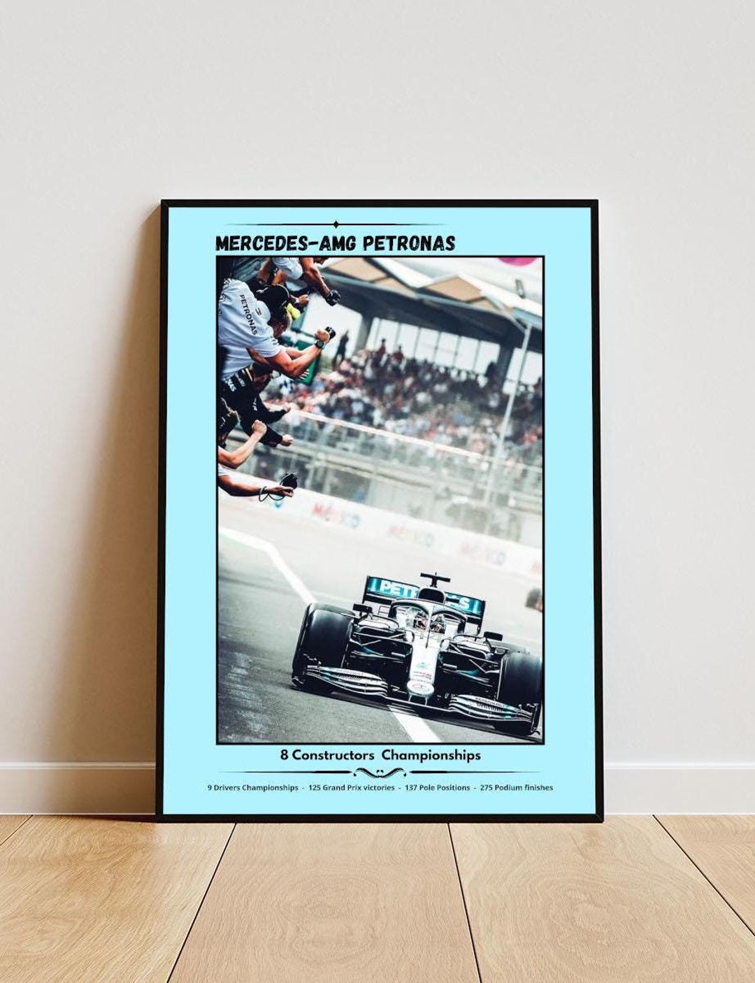 Mercedes F1 Team Poster With Frame, Formula 1 Poster, F1 Aesthetics ...