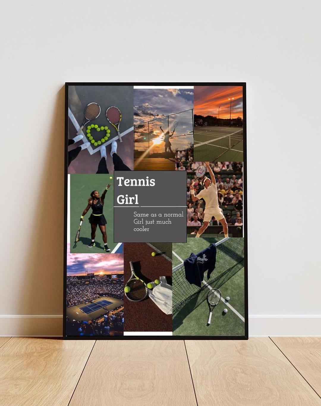 Tennis Girl Poster With Frame, Tennis Collage Poster, Sport Poster ...