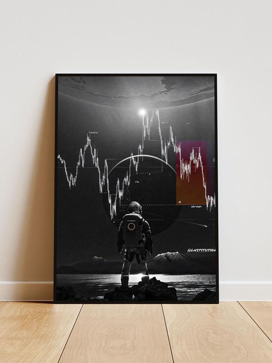 Abstract Stock Price as a Poster on the Moon on Matte Paper With Frame ...